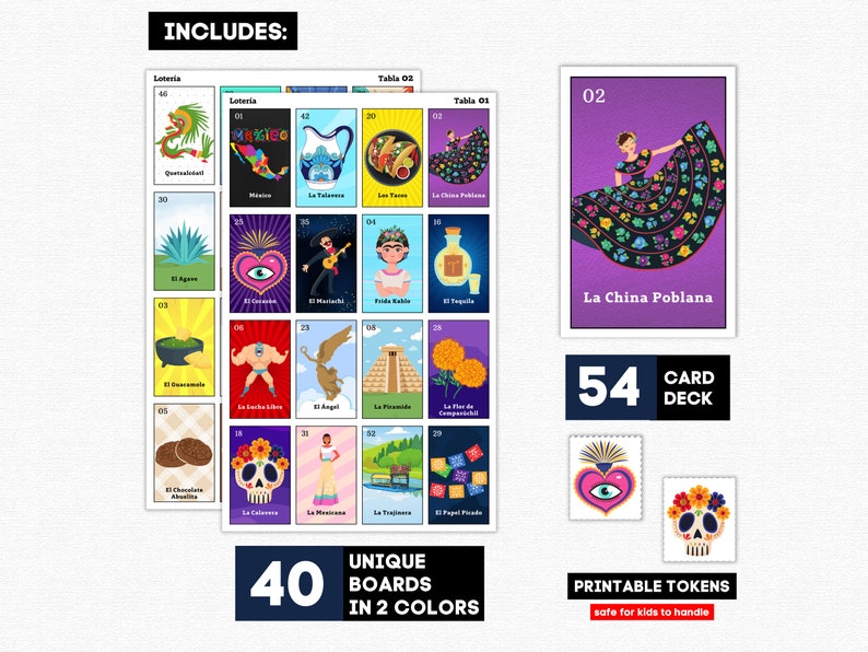 Mexican Loteria Loteria Mexicana 40 Boards 54 Calling - Etsy