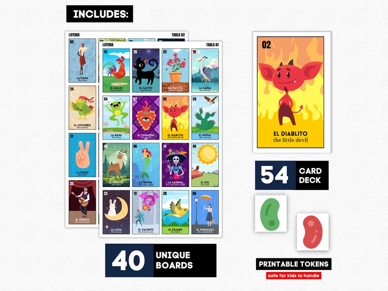 Nueva Loteria Mexicana, 40 Boards, New Mexican Loteria 2nd Edition, New ...