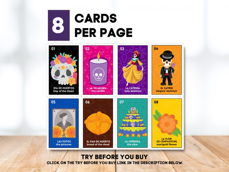 Loteria Día de Muertos, 100 Tableros, Bingo Bilingüe Día de Muertos ...