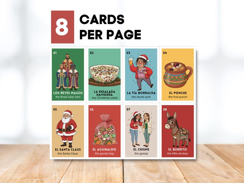 Lotería navideña latina, 30 tableros imprimibles, Bingo navideño ...