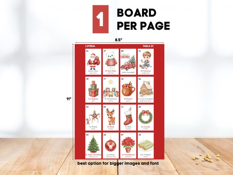 Christmas Loteria, 100 Printable Boards, Loteria Navideña, Bilingual ...