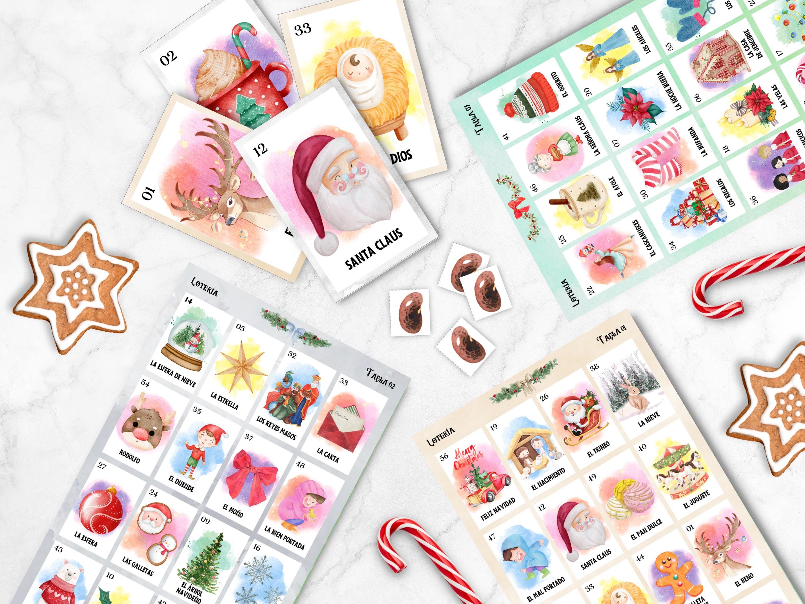 Loteria Navideña, 100 Boards, Spanish Christmas Holiday Bingo, (digital ...
