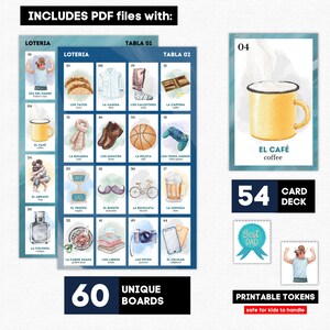 Father's Day Loteria, Loteria Día Del Padre, 60 Boards, 54 Cards ...