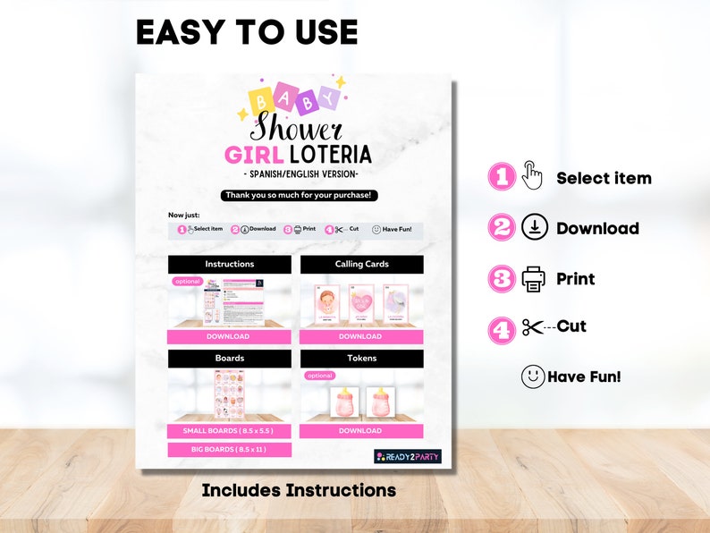 Girl Baby Shower Loteria, Girl Loteria Baby Shower Niña, 100 Unique ...