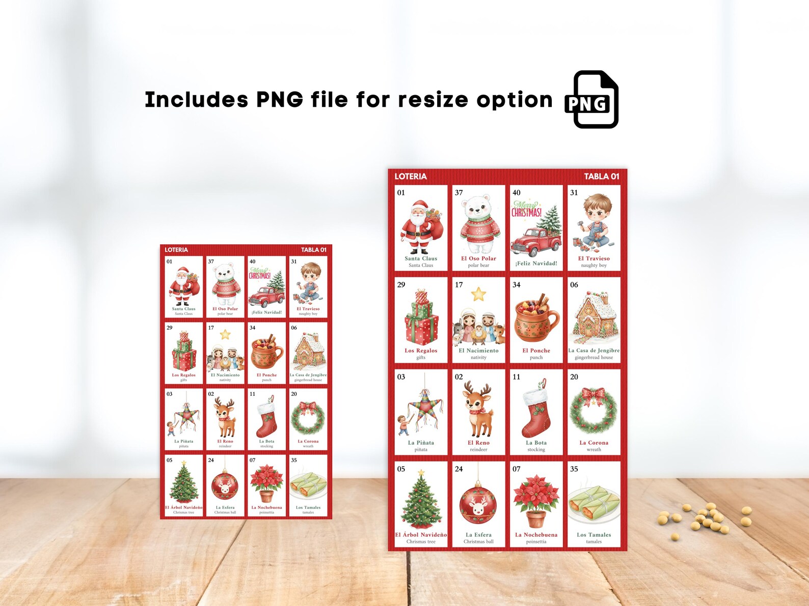 Christmas Loteria, 100 Printable Boards, Loteria Navideña, Bilingual ...