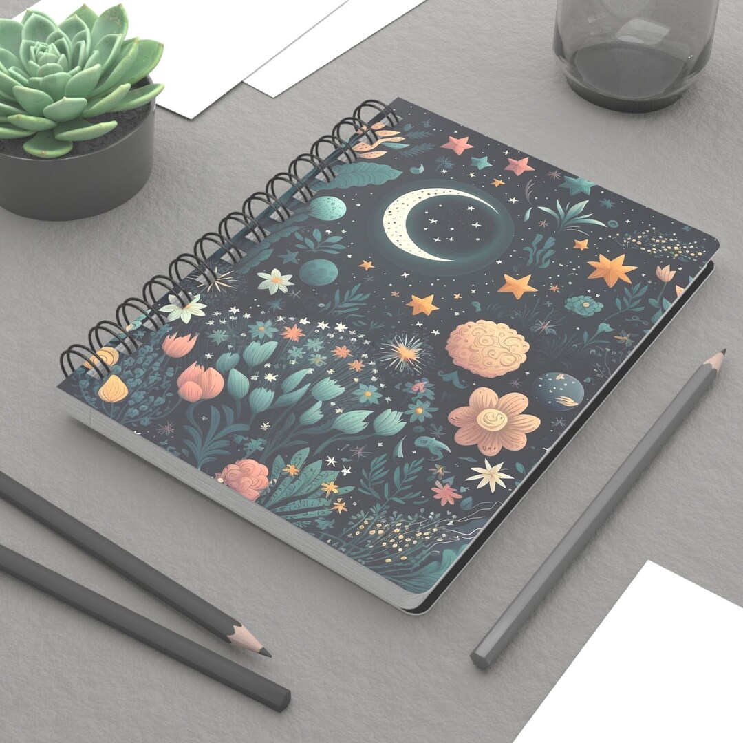 Boho Moon Notebook, Boho Moon Journal, Boho Notebook, 5 X 7 With 150 ...