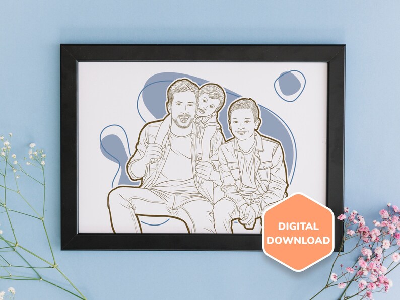Custom Fathers Day Portrait for Dad Custom Digital Drawing - Etsy