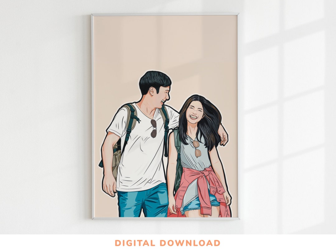 Custom Portrait, Digital Drawing, Couple Portrait Drawing From Photo ...