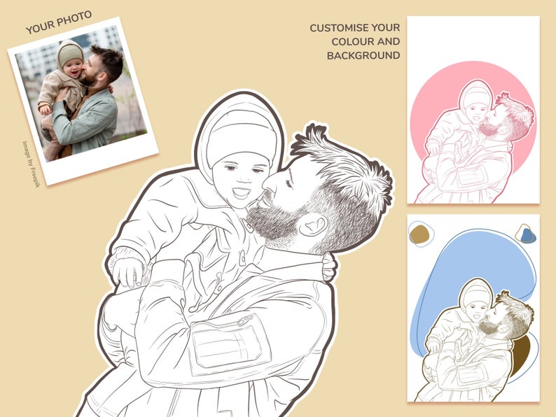 Custom Fathers Day Portrait for Dad Custom Digital Drawing - Etsy