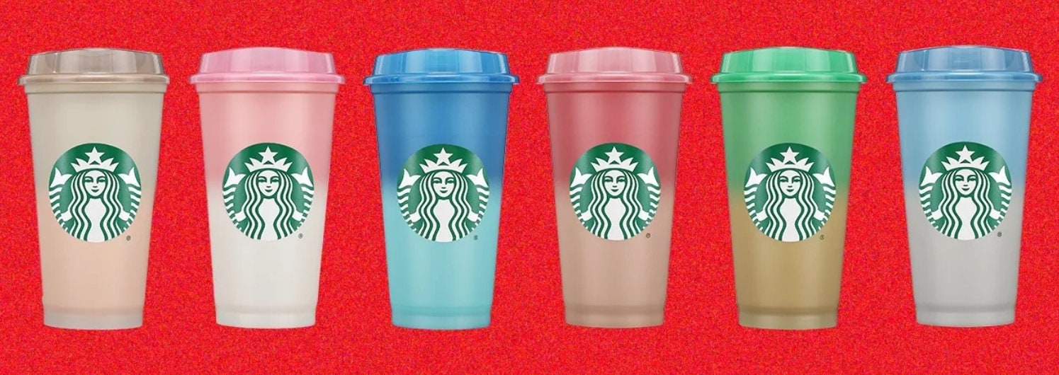 Color Changing Hot Starbucks Reusable Cup With Lid Holiday Edition - Etsy