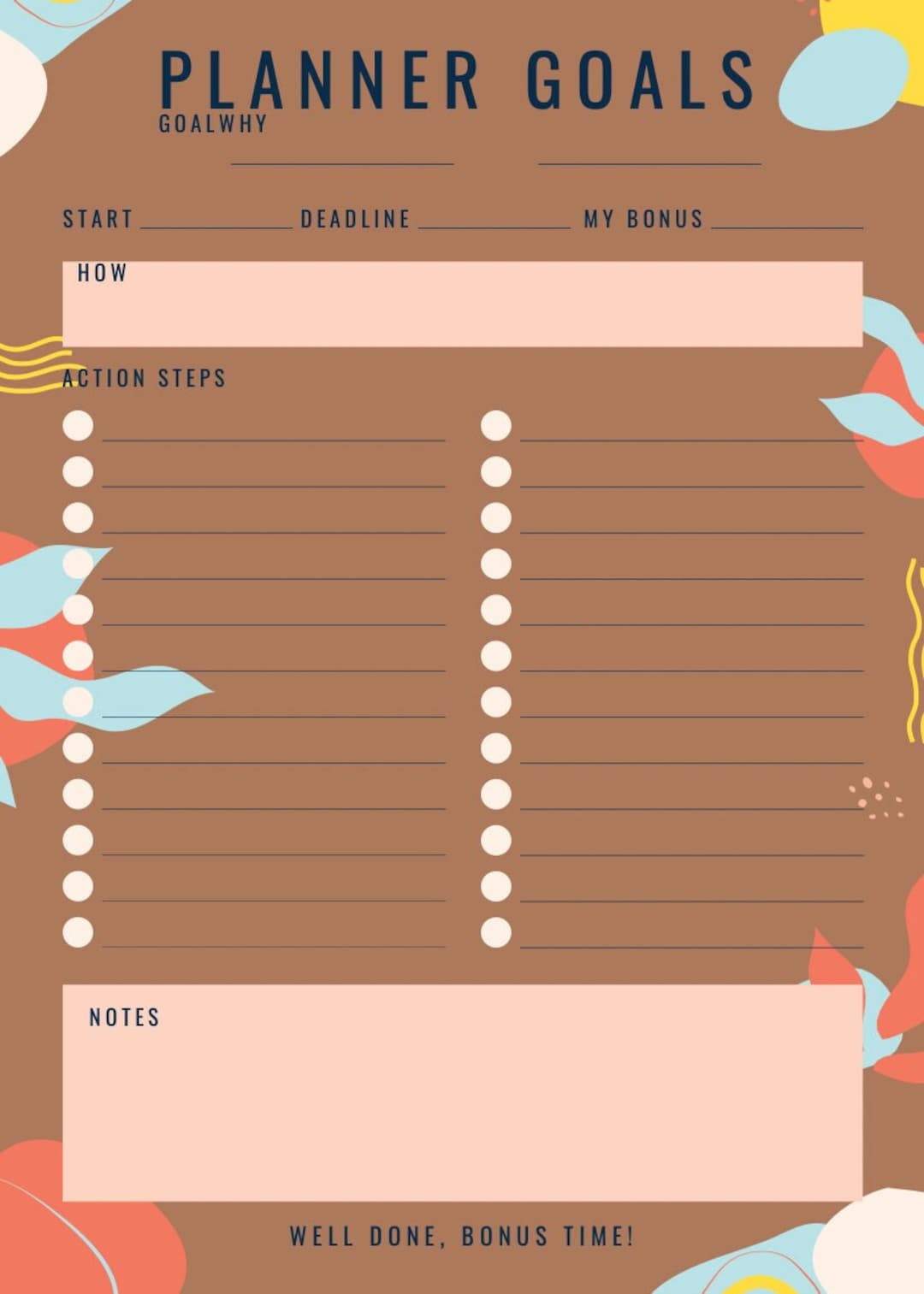 GOALS - DIGITAL PLANNER - Printable - to Do - Task - Etsy