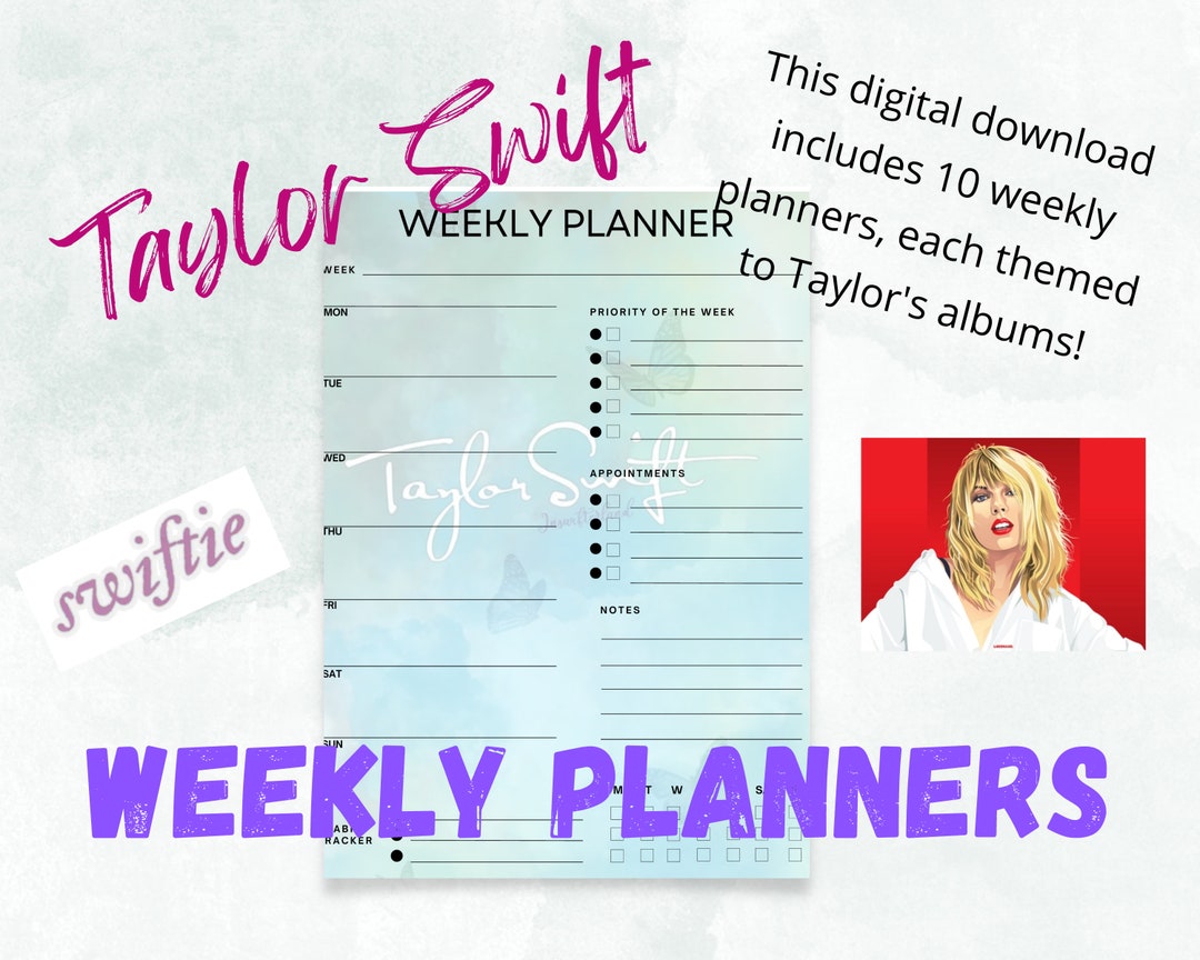 Taylor Swift Weekly Planner - Etsy