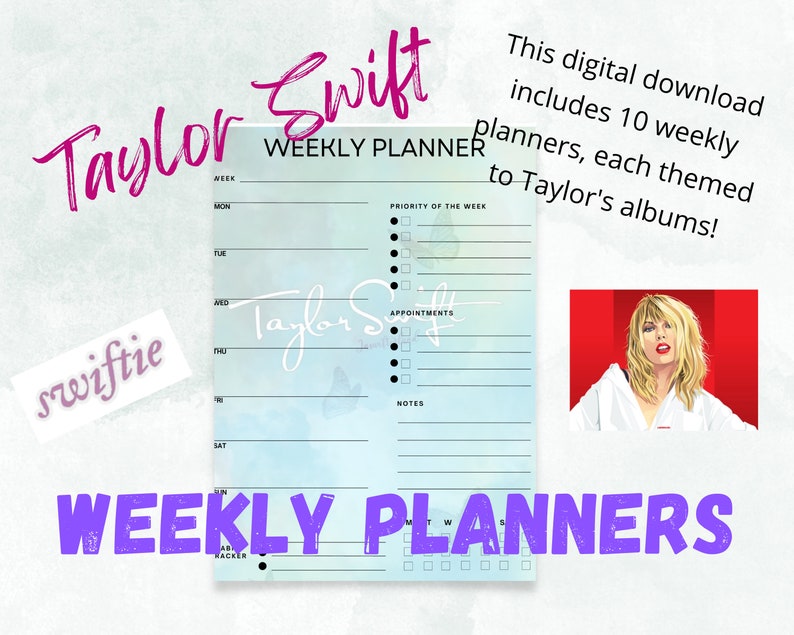 Taylor Swift Weekly Planner - Etsy