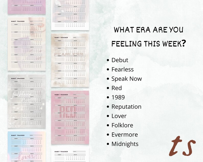 Taylor Swift Habit Tracker - Etsy