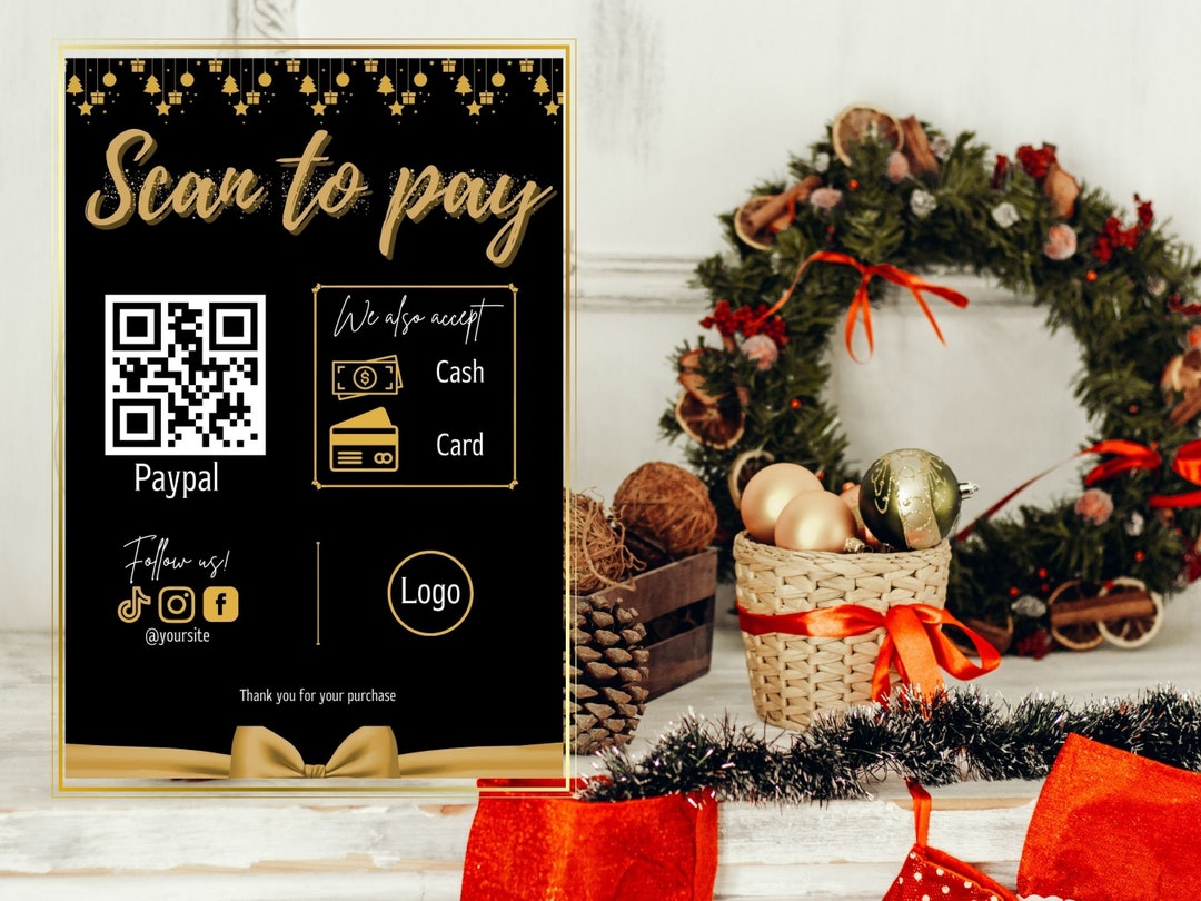 Christmas Scan to Pay Template,editable QR Code Sign, Scan and Pay Sign ...