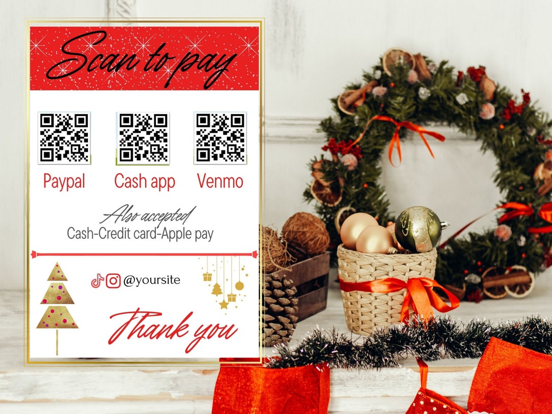 Christmas Scan to Pay Template,editable QR Code Sign, Scan and Pay Sign ...