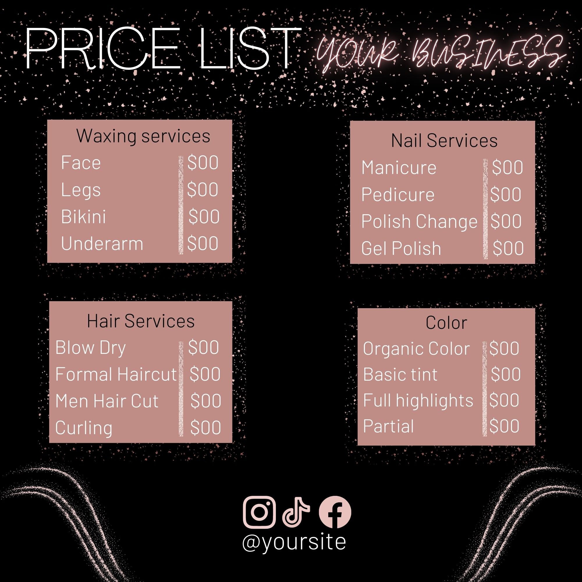 Diy Price List Template Flyer Social Media, Insta Post, Editable Price ...