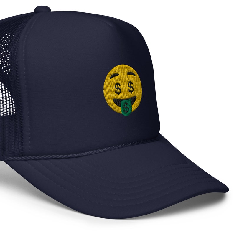 Money Face Emoji Trucker Hat, Smiley Cap, Emoji Hat, Money-mouth Face ...