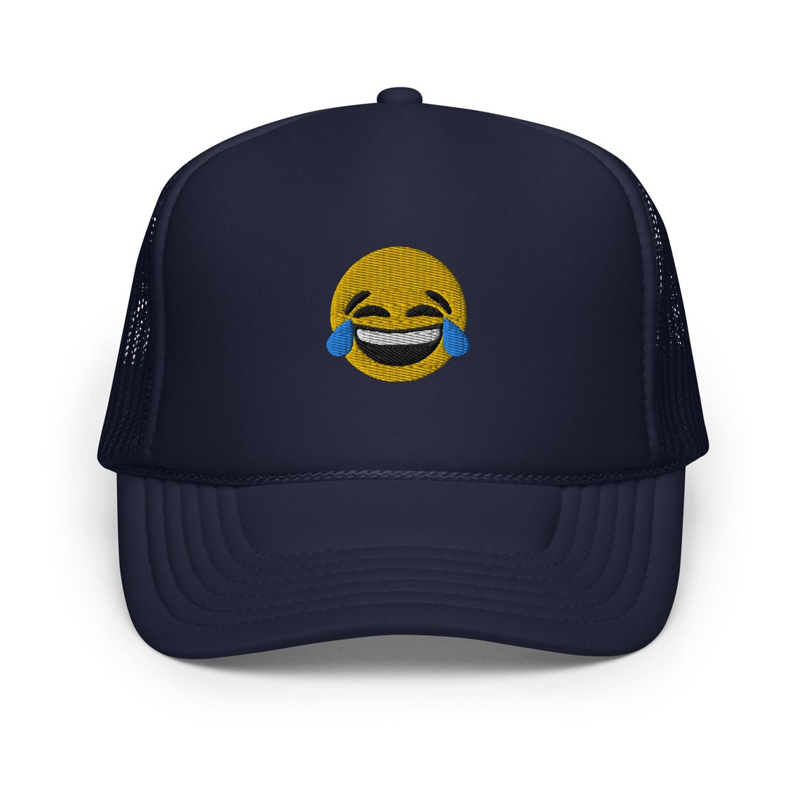 Crying Laughing Emoji Trucker Hat, Smiley Dad Hat, Trendy Embroidered ...
