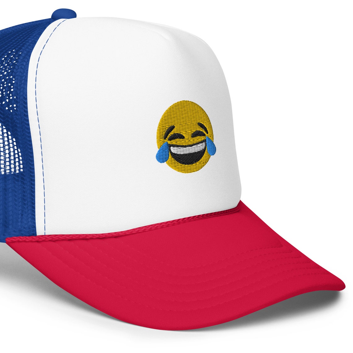 Crying Laughing Emoji Trucker Hat, Smiley Dad Hat, Trendy Embroidered ...