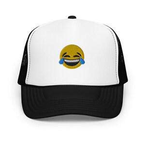 Crying Laughing Emoji Trucker Hat, Smiley Dad Hat, Trendy Embroidered ...