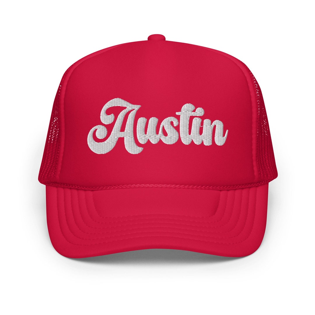 Austin Trucker Hat, Texas Cap, Embroidered Trendy Font Design - Etsy