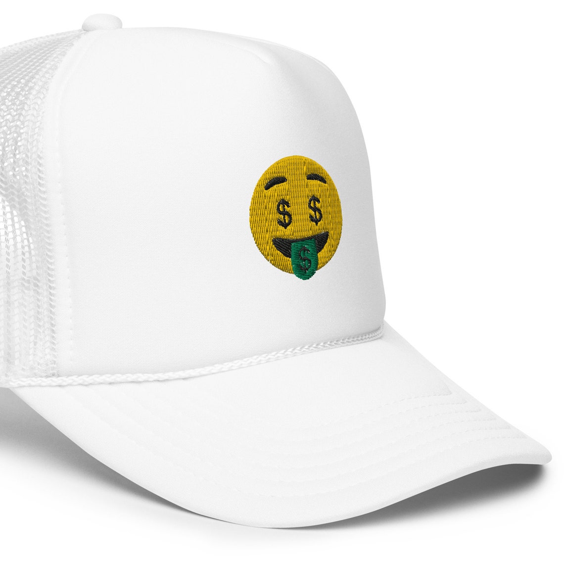 Money Face Emoji Trucker Hat, Smiley Cap, Emoji Hat, Money-mouth Face ...