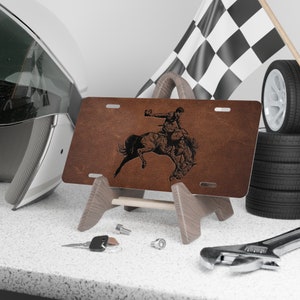 Vintage Cowboy Bronc Rider License Plate Cowboy Western Rancher Rodeo ...