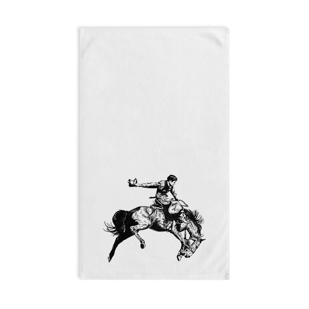 Rustic Rodeo Hand Towel Vintage Bronc Rider Western Bathroom ...