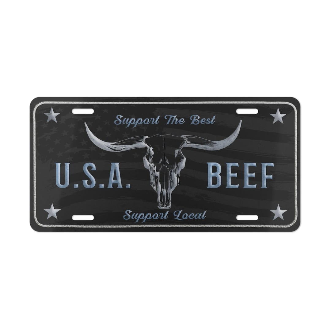 USA Beef Support Local License Plate Cowboy Western Rancher ...