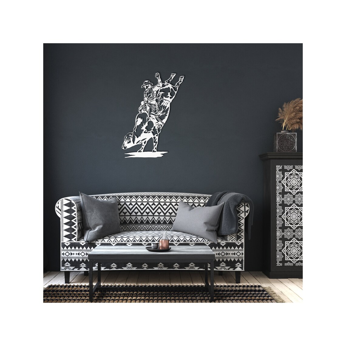 Bull Rider Rodeo Sign Powder Coated Metal Wall Decor for Western Theme ...