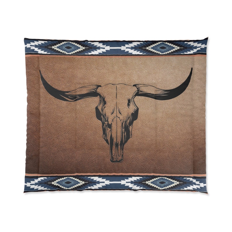 Longhorn Aztec Pattern Rustic Western Themed Comforter Bedroom Texas ...