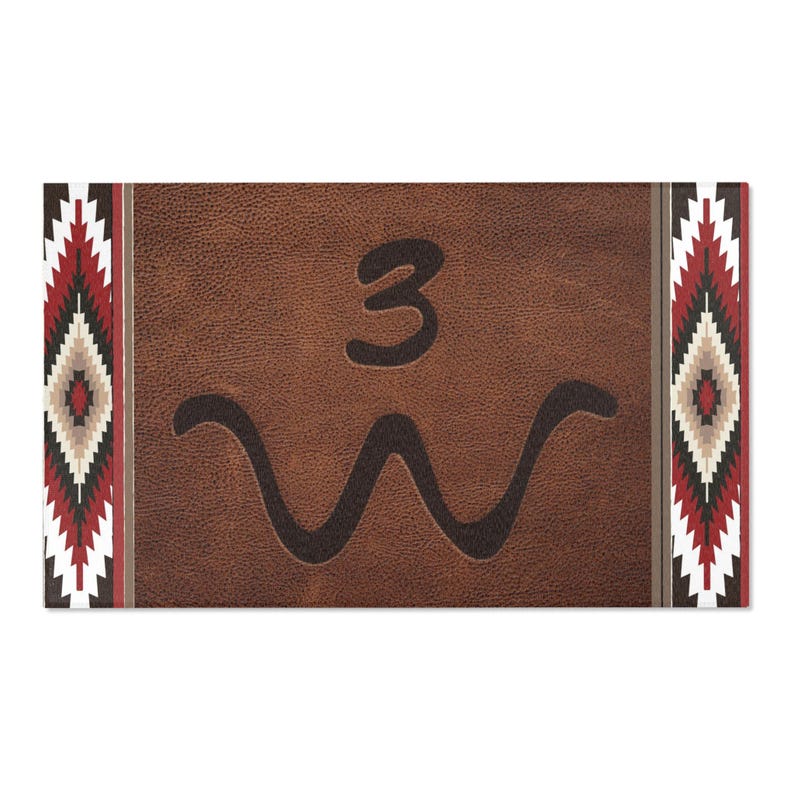 CUSTOM CATTLE BRAND Aztec Area Rugs Southwestern Style Branded Stamped ...