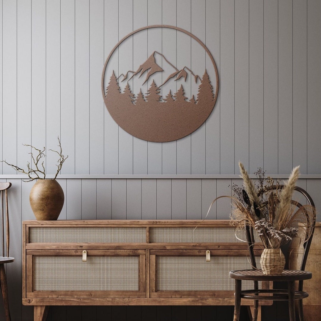 Mountain Tree Scene Outdoors Metal Cut Out Wall Art the Mountains Are ...