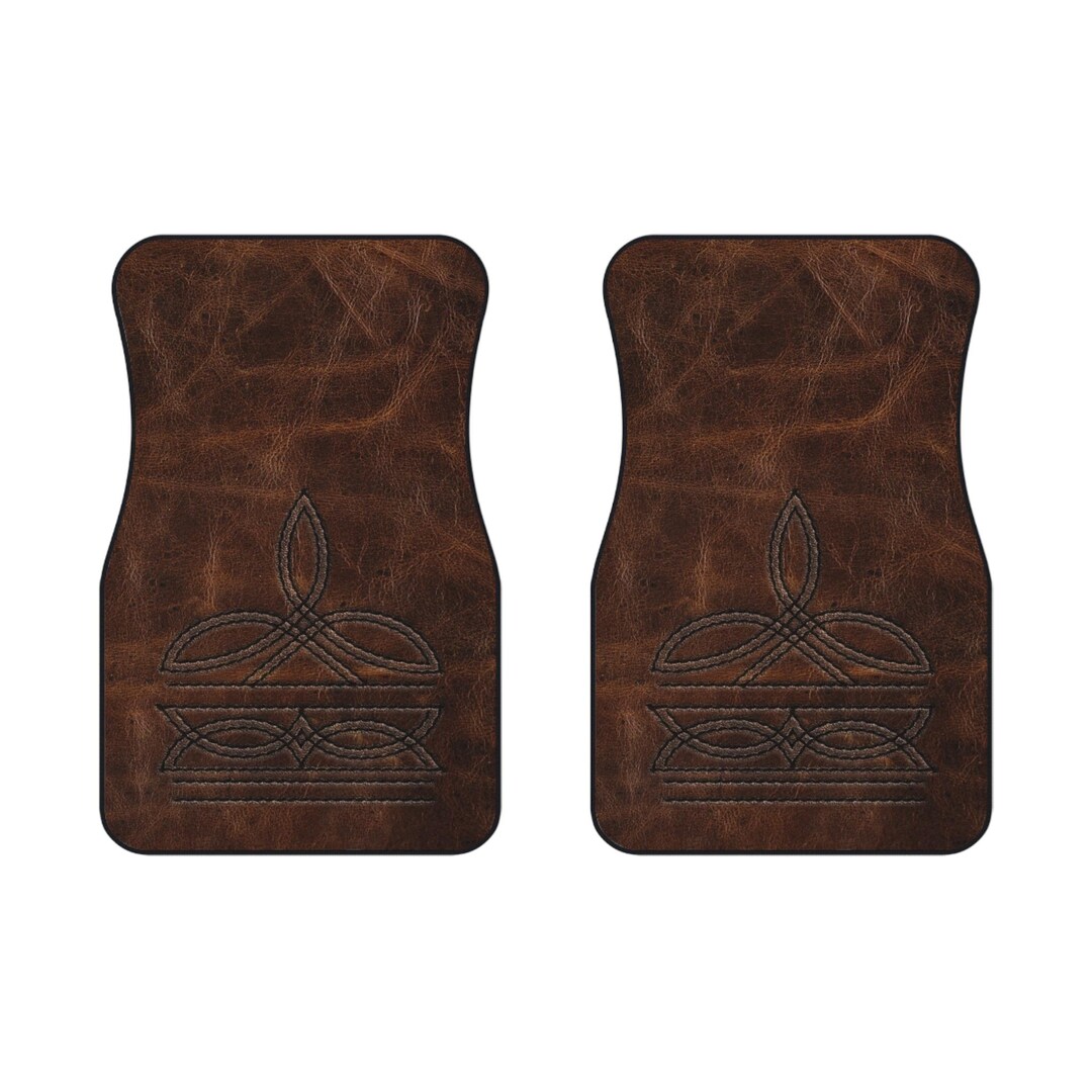 Boot Stitch Car Mats (2x Front) Branded Leather Looking Universal Car ...