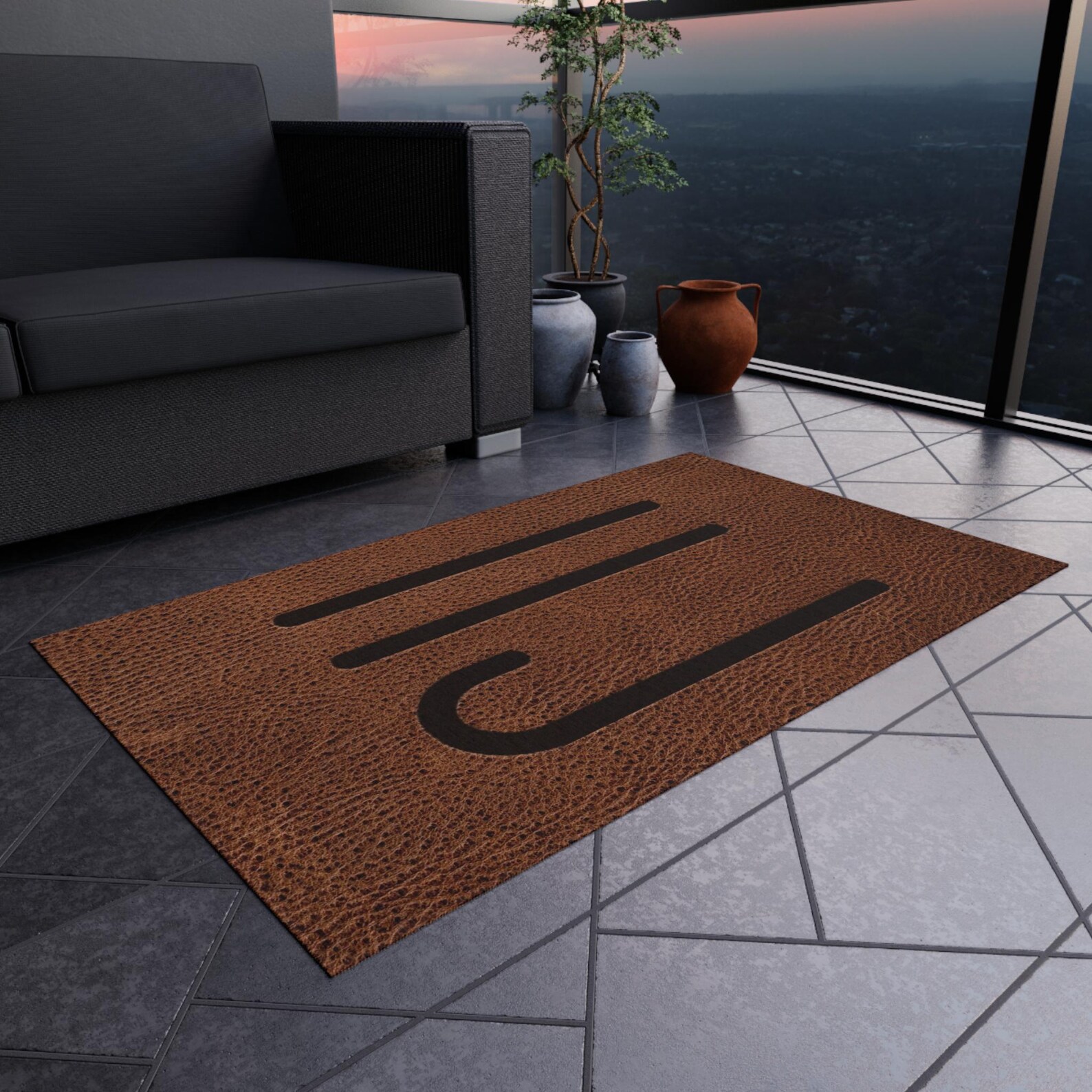 CUSTOM CATTLE BRAND Outdoor Rug Rustic Western Patio Deck Decor Cowboy ...