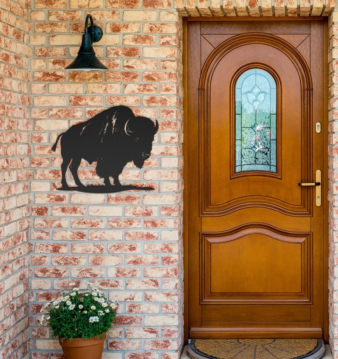 Buffalo Metal Wall Sign Rustic Wildlife Wall Art Cabin Lodge Metal Wall ...