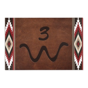 CUSTOM CATTLE BRAND Aztec Area Rugs Southwestern Style Branded Stamped ...