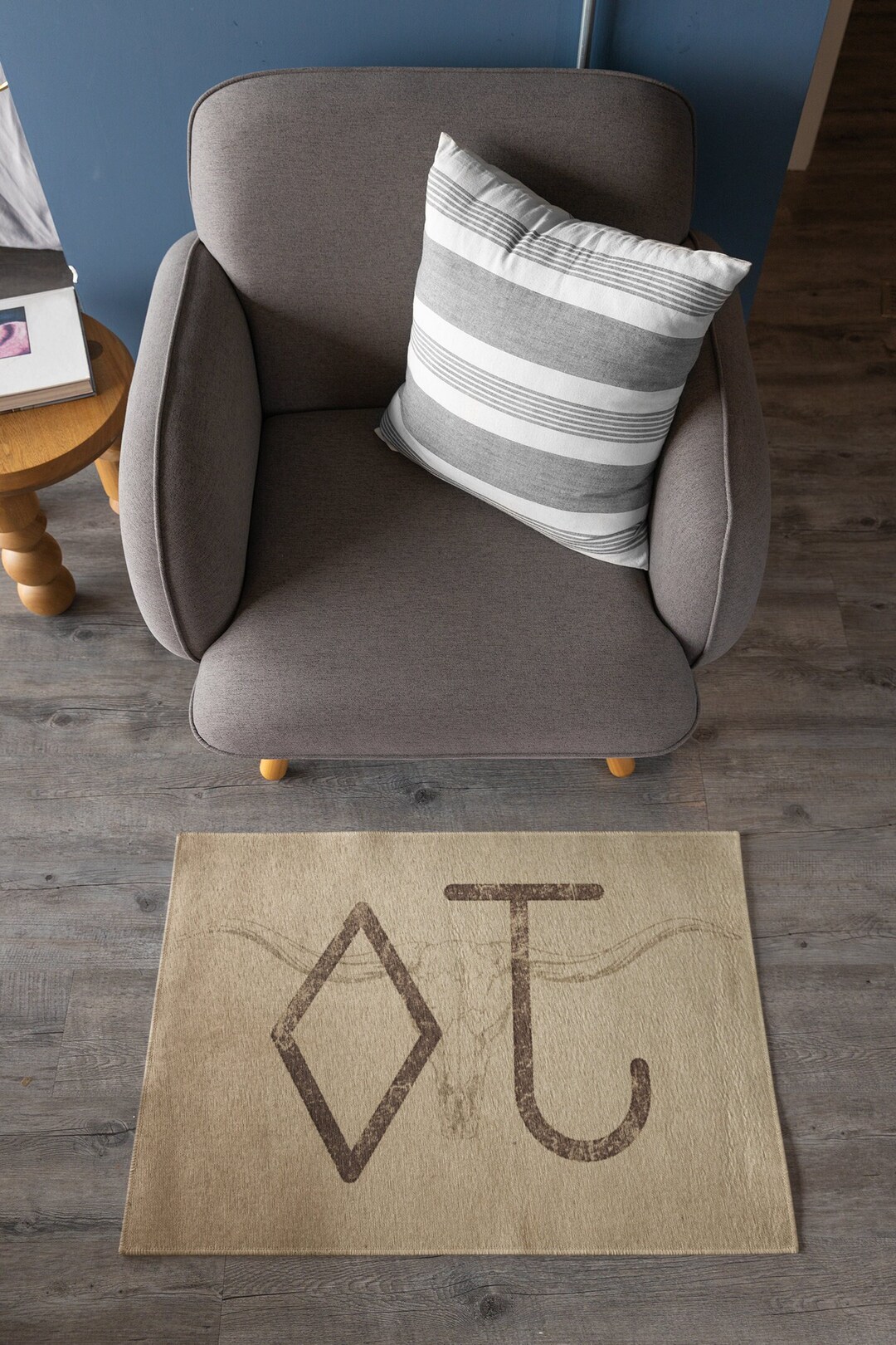 PERSONALIZED CATTLE BRAND Area Rug Vintage Longhorn With Livestock ...