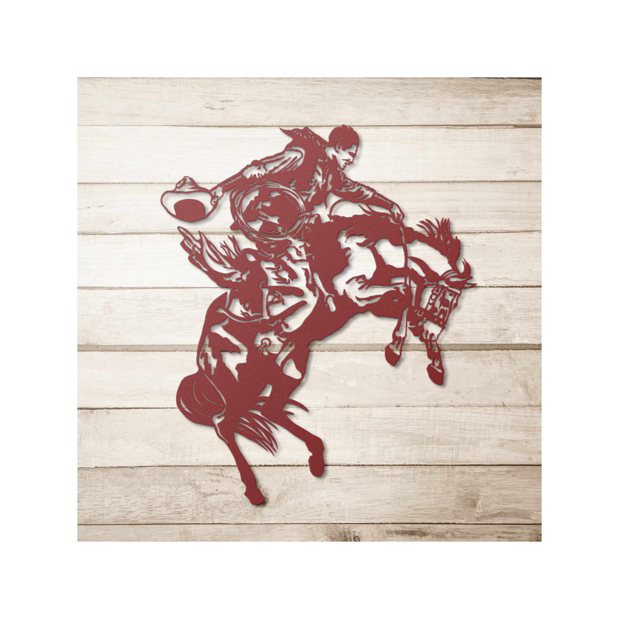 Bronc Riding Cowboy Vintage Old Western Cowboy Metal Wall - Etsy