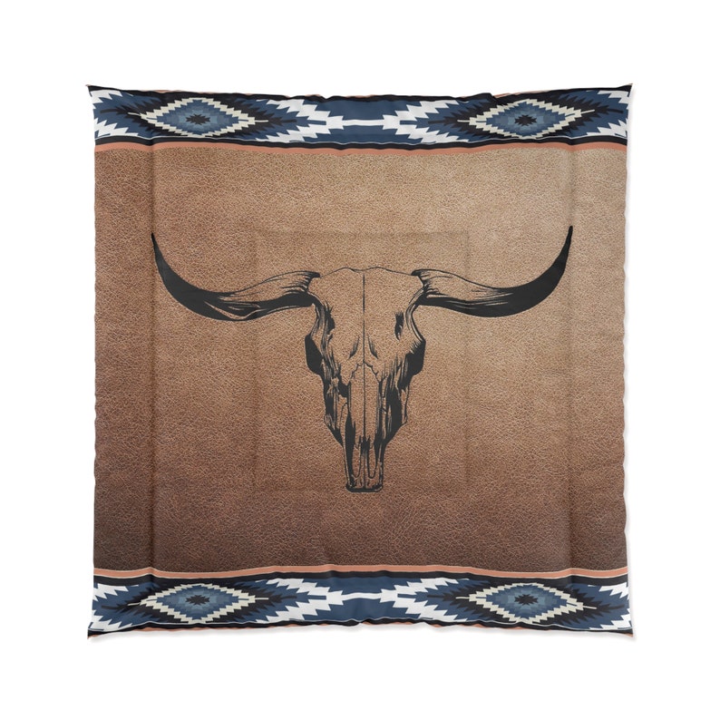 Longhorn Aztec Pattern Rustic Western Themed Comforter Bedroom Texas ...