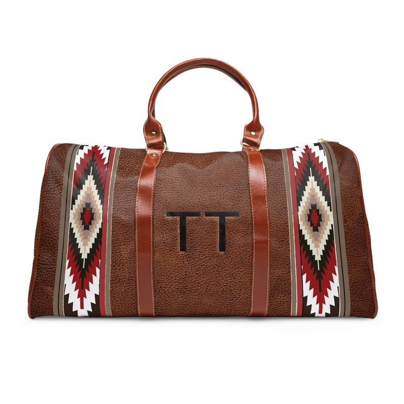 CUSTOM CATTLE BRAND Red Aztec and Leather Printed Background Rustic ...