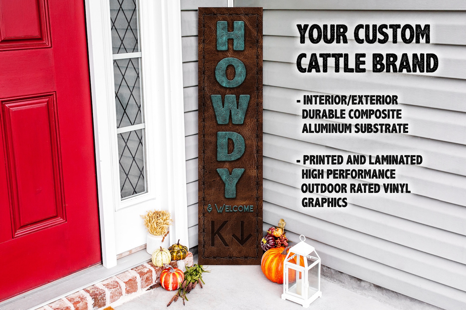 Front Door Welcome Sign Western Themed CUSTOM CATTLE BRAND Outdoor ...