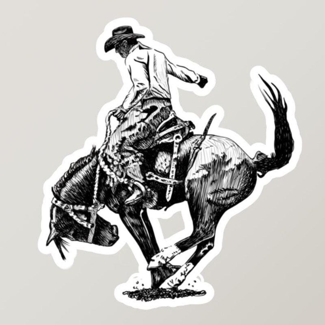 Rodeo Vinyl Decal Stickers Cowboy Bronc Rider Western Vintage Stickers ...