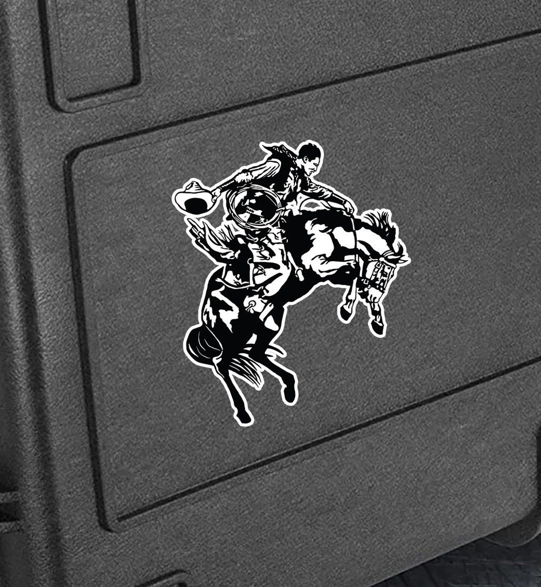 Old Western Cowboy Bronc Rider Art Decal - Etsy
