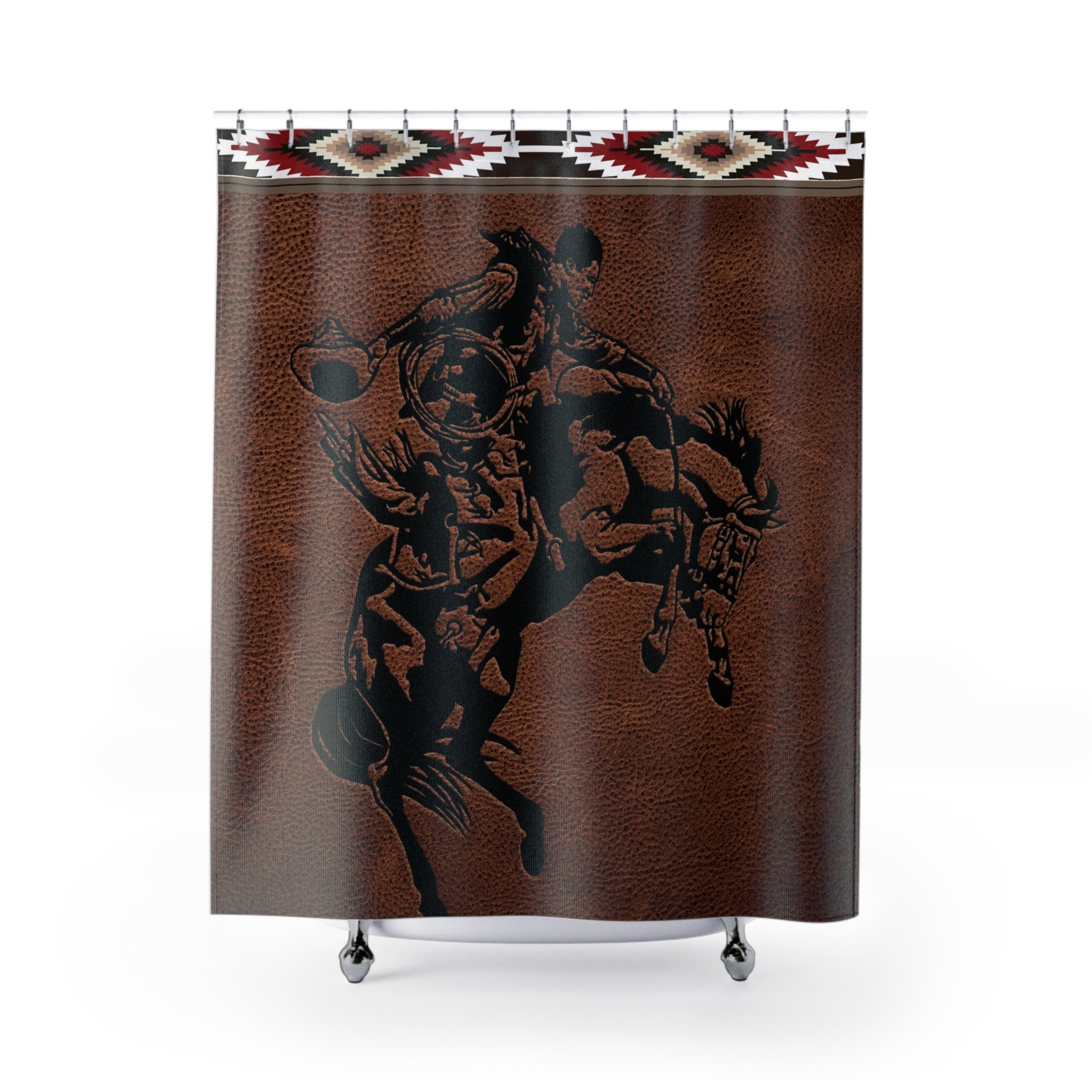 Vintage Cowboy Shower Curtain Old Time Bronc Rider Rodeo Leather ...