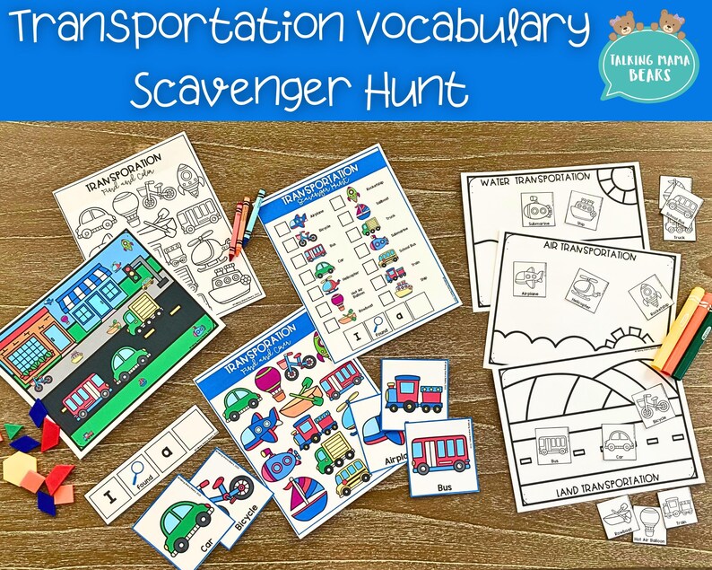Transportation Vocabulary Scavenger Hunt Activity | Expressive ...
