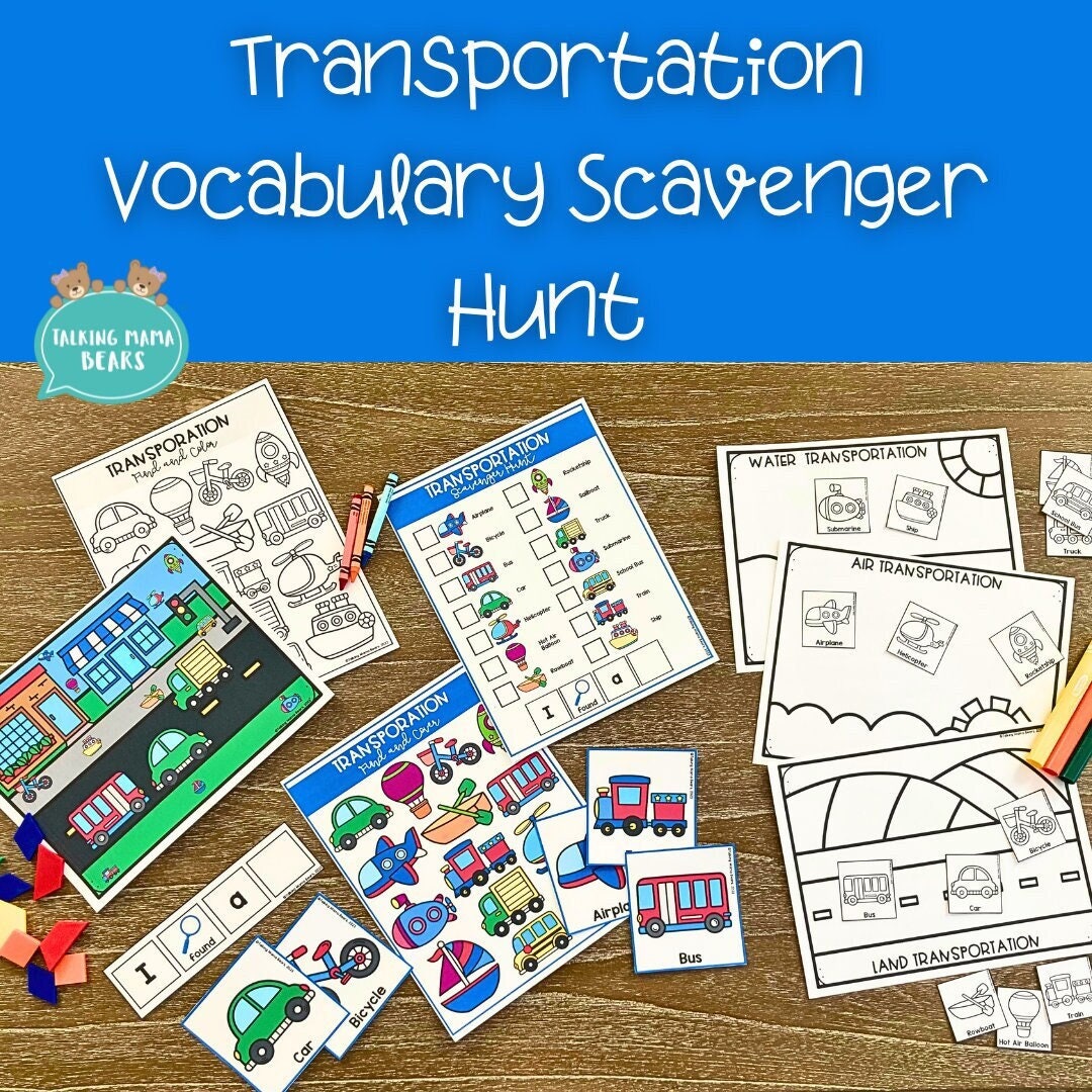 Transportation Vocabulary Scavenger Hunt Activity | Expressive ...
