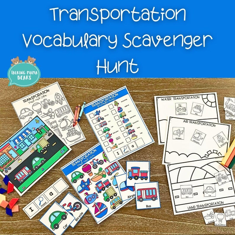 Transportation Vocabulary Scavenger Hunt Activity | Expressive ...