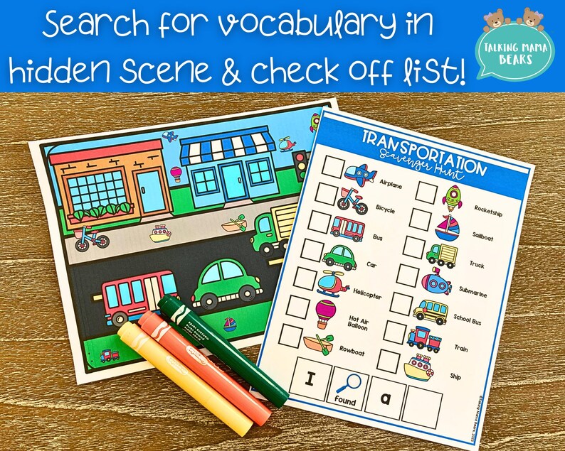 Transportation Vocabulary Scavenger Hunt Activity | Expressive ...